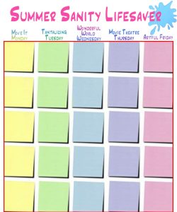 Summer Sanity Lifesaver Chart - Clever Housewife