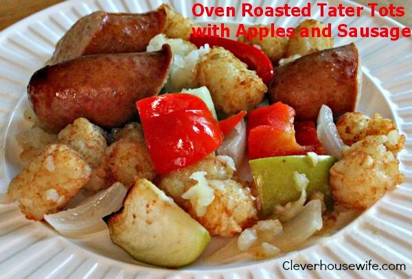 Oven Roasted Tater Tots with Apples and Sausage #OreIdaDinner